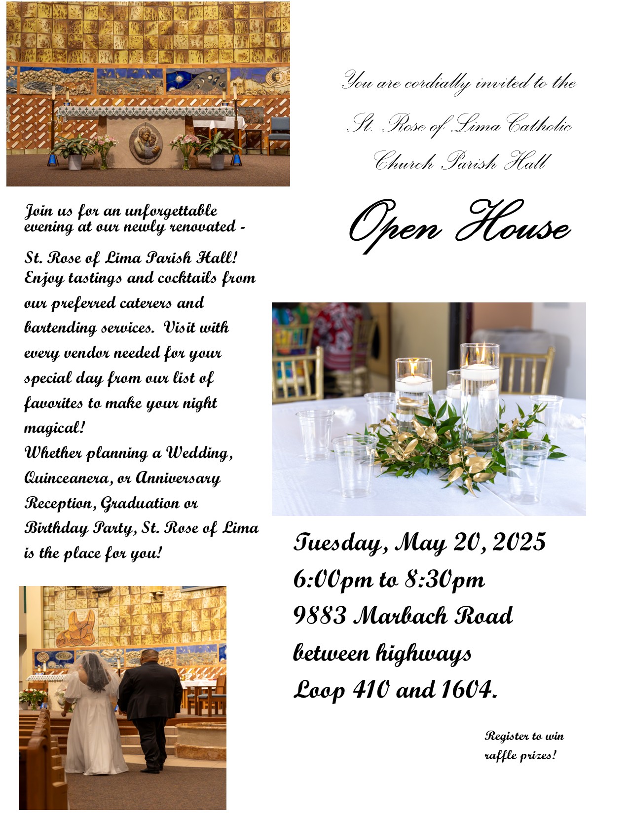 Open house May 2025 flyer – St Rose of Lima CATHOLIC CHURCH San Antonio, Tx